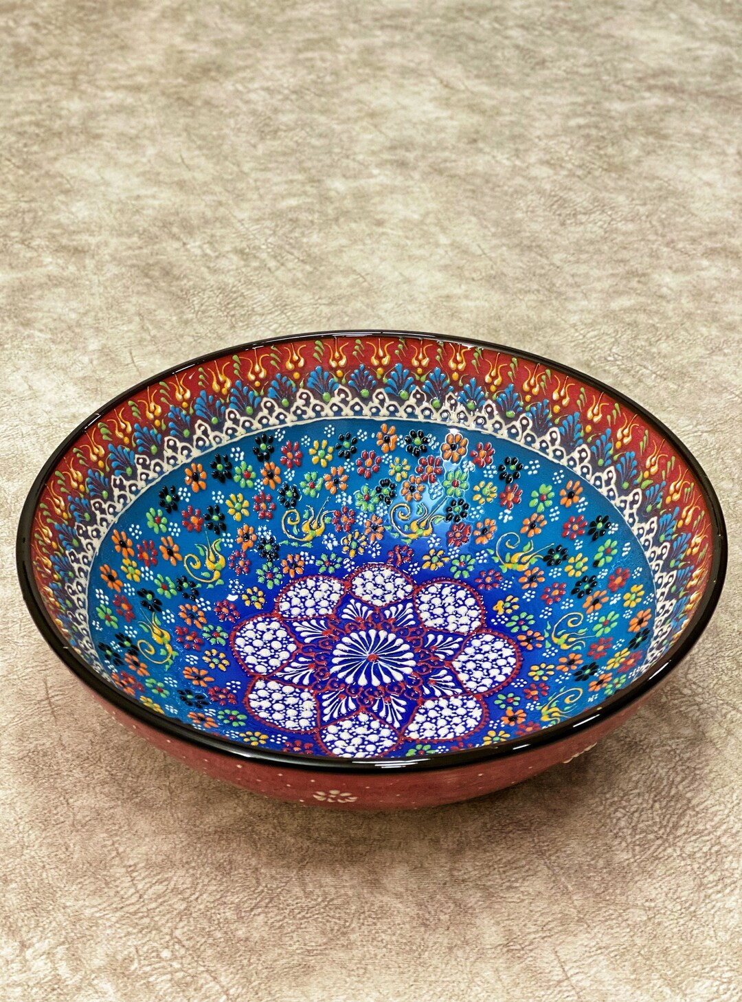 12'' Handmade Ceramic Serving Bowl Large Colorful - Etsy
