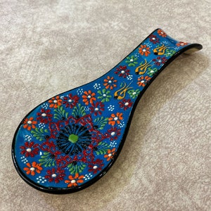 Turkish Ceramic Spoon Rest, Handmade Pottery Spoon Holder, Spoon Rest ...