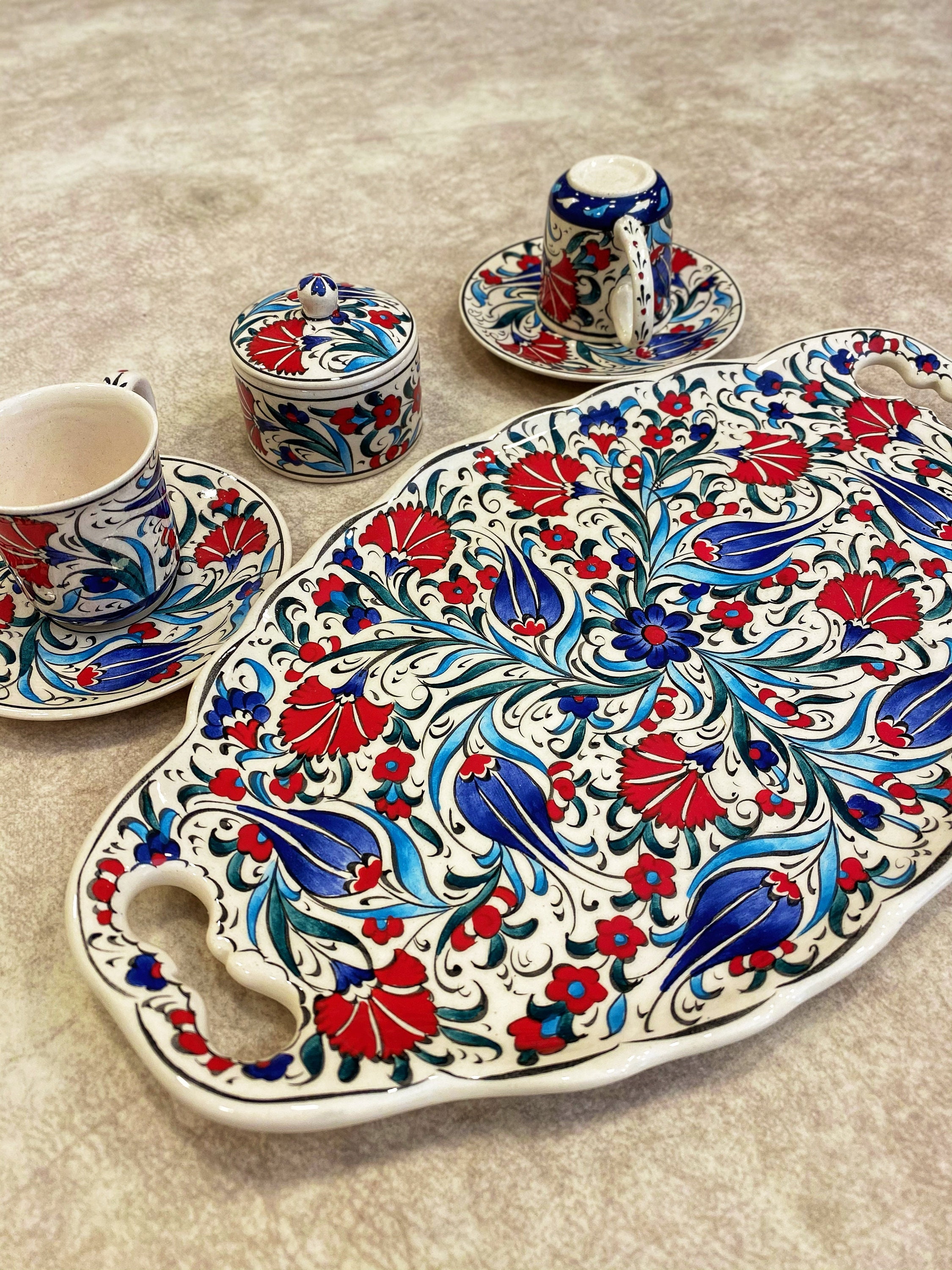 Turkish Ceramic Coffee Serving Set Ceramic Coffee Cup With - Etsy
