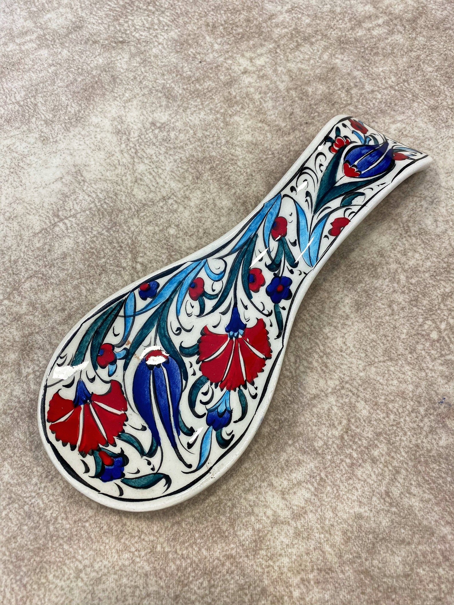Turkish Ceramic Tile Spoon Rest Handmade Pottery Spoon | Etsy