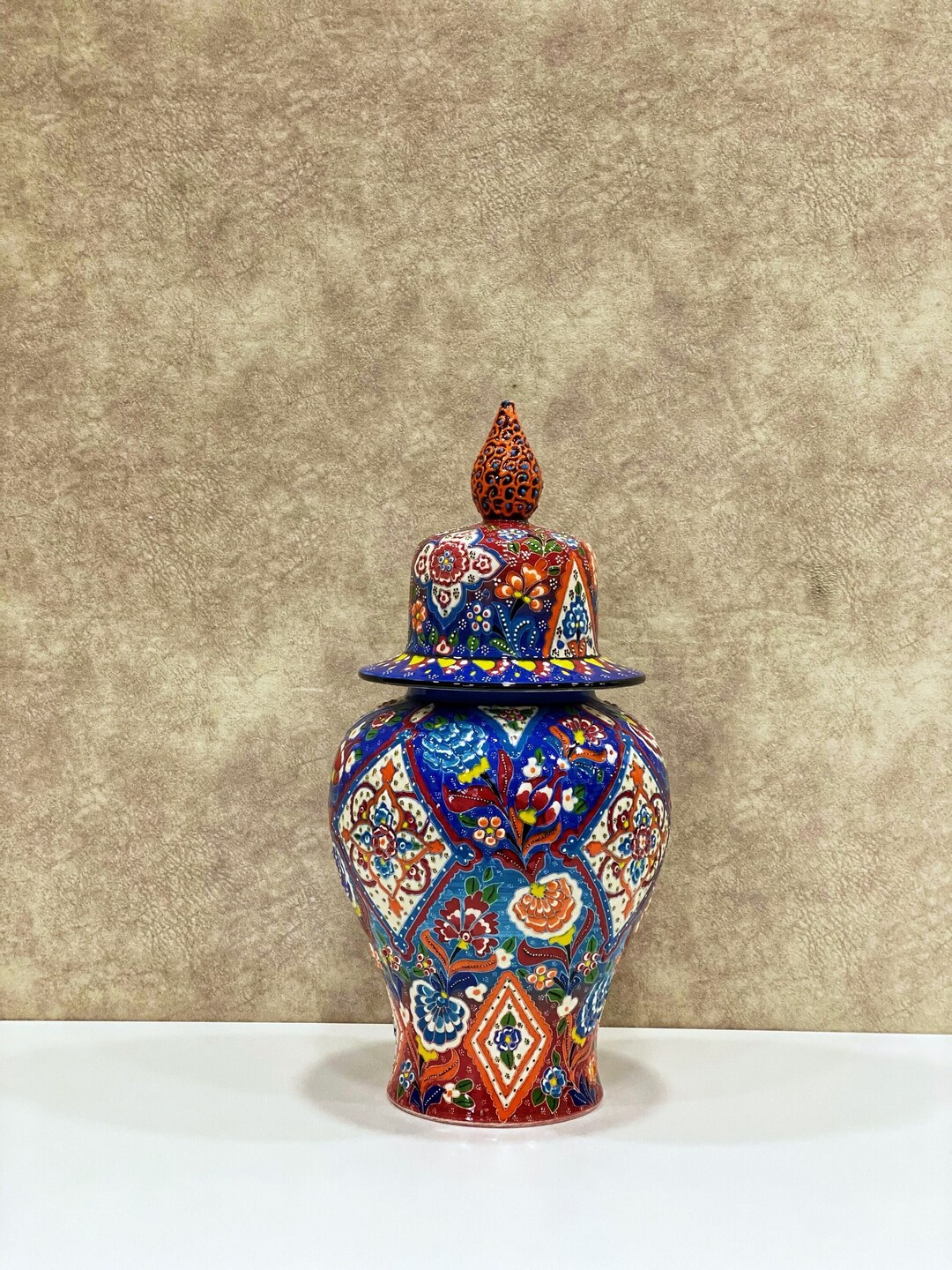 15'' Turkish Ceramic Jar With Lid Handmade Ceramic - Etsy