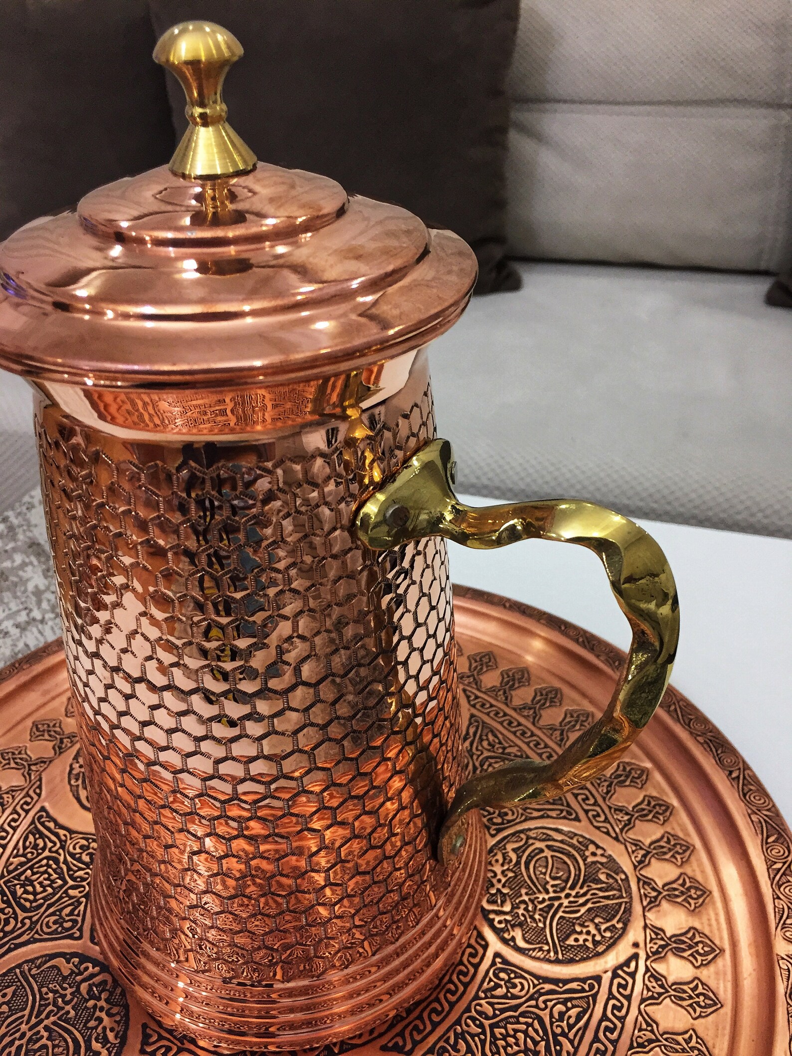 1750 Ml Turkish Copper Water Jug Large Copper Water Pitcher - Etsy