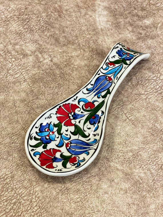 Turkish Ceramic Tile Spoon Rest Handmade Pottery Spoon | Etsy