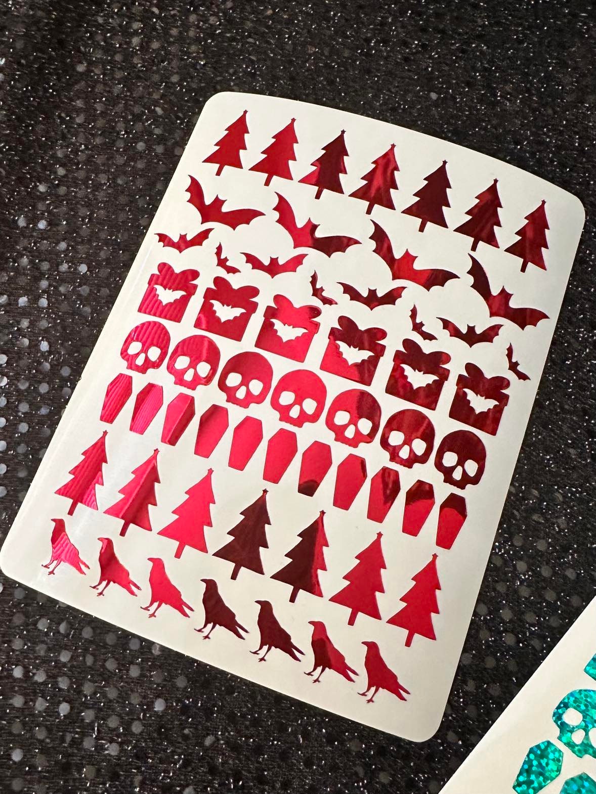 Spooky Christmas Vinyl Sticker Sheet: Holographic Bats, Skulls, Trees ...