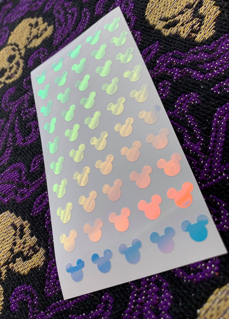 Mini Mickey Head Vinyl Planner Stickers // 8mm Iridescent | Etsy