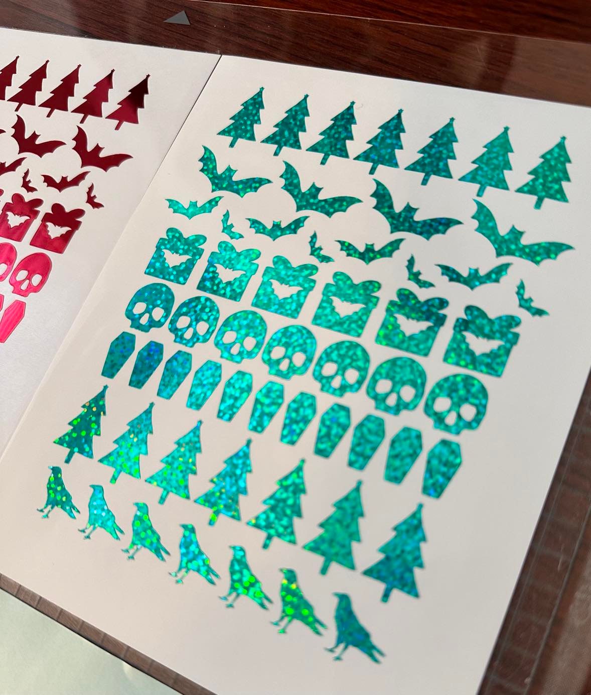 Spooky Christmas Vinyl Sticker Sheet: Holographic Bats, Skulls, Trees ...