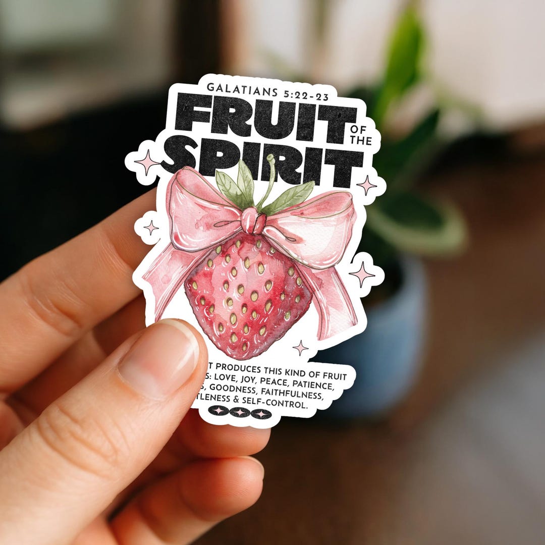 Fruit of the Spirit Sticker: Christian Bible Verse, Strawberry Coquette ...