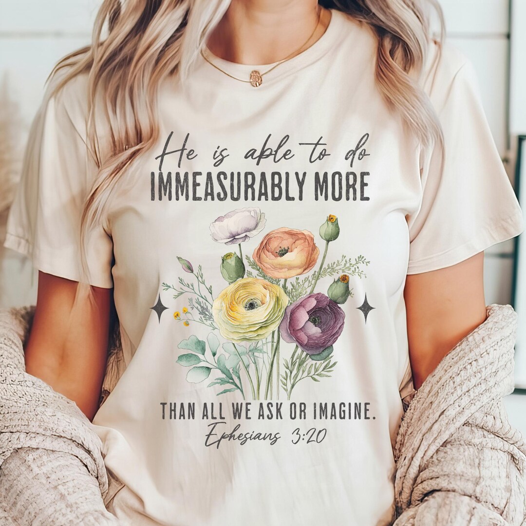 Floral Bible Shirt, God is Able Ephesians 3:20, Trendy Boho Christian ...