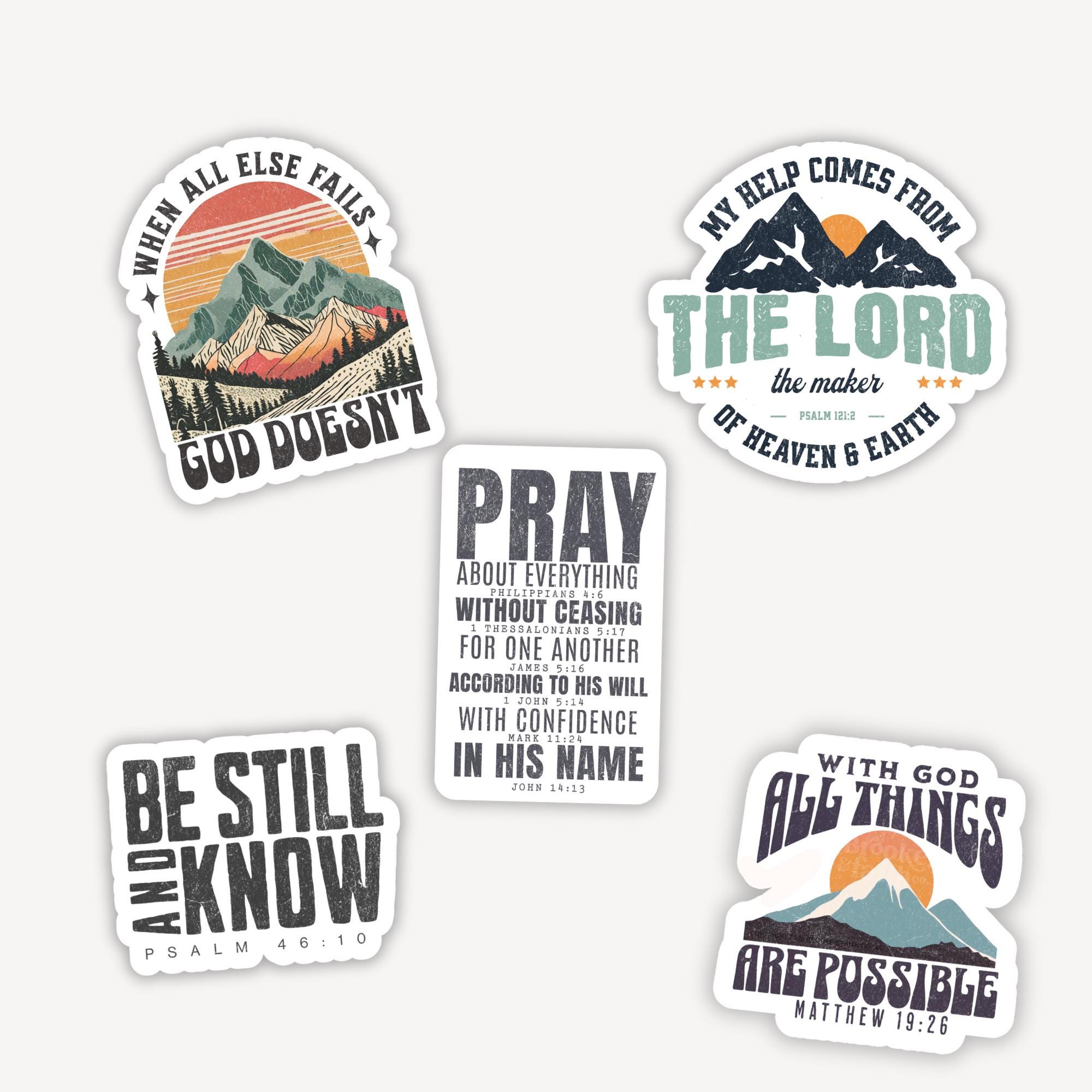 Christian Sticker Pack, Bible Verse Stickers 5 Pack Bundle, Jesus ...
