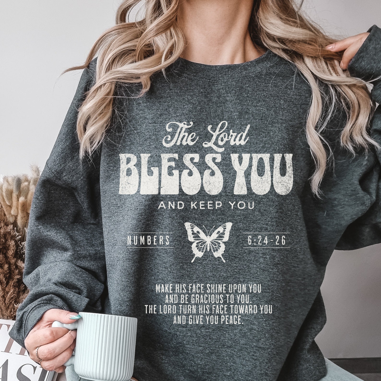 Lord Bless You & Keep You the Blessing Christian Crewneck Sweatshirt ...