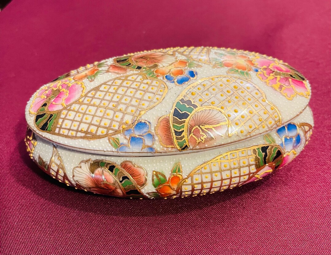 Antique Japanese Satsuma Trinket Box - Etsy