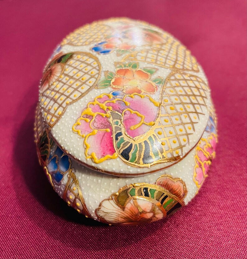 Antique Japanese Satsuma Trinket Box - Etsy