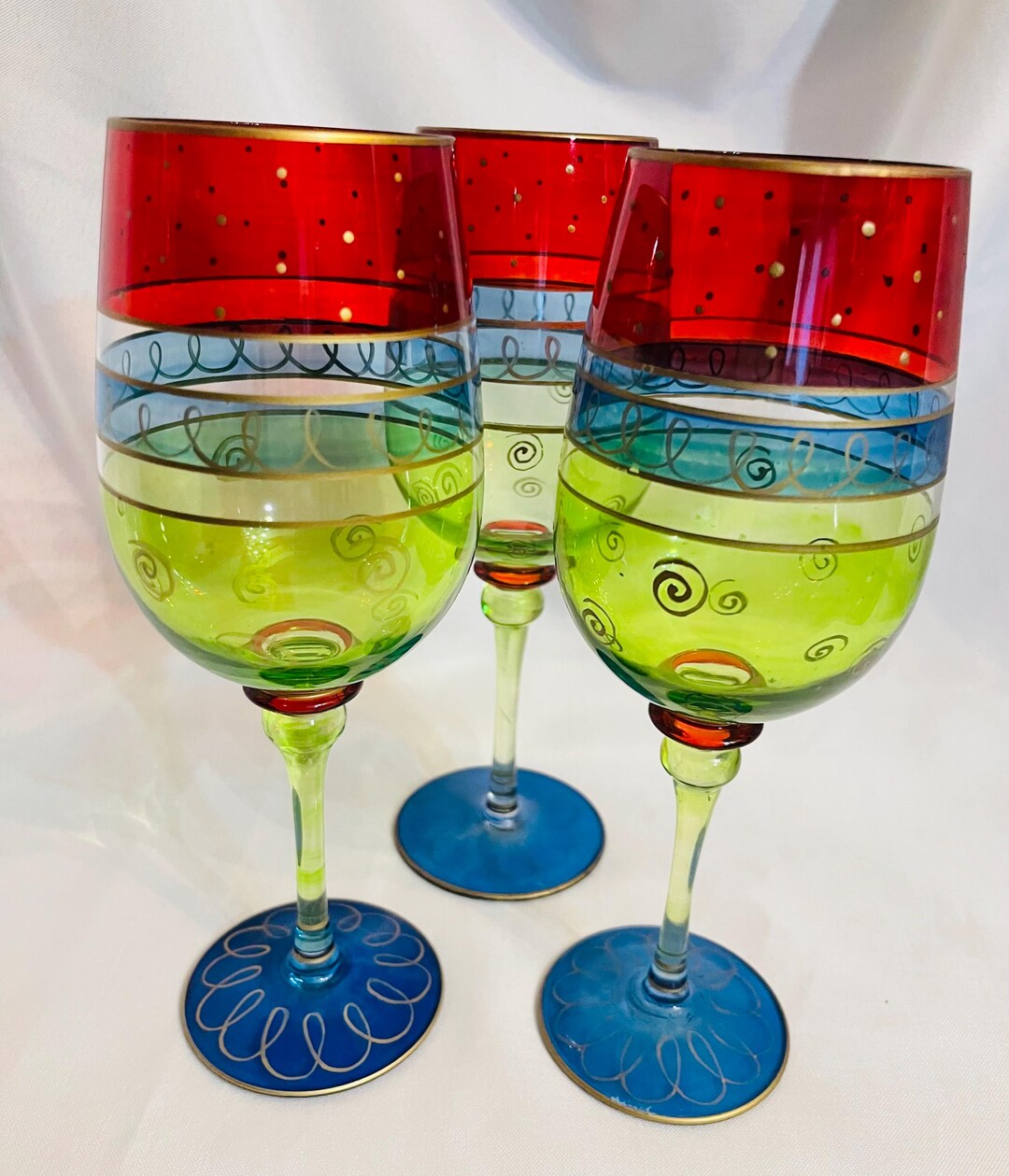 3 Vintage Pier1 Wine Glasses - Etsy
