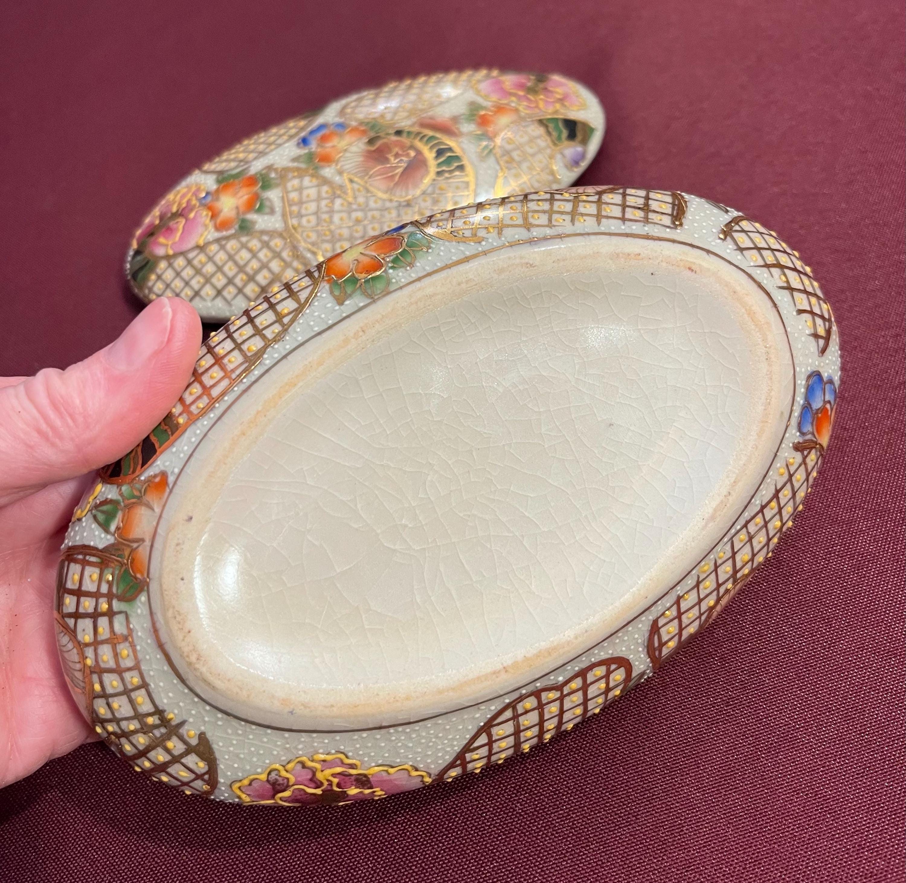 Antique Japanese Satsuma Trinket Box - Etsy