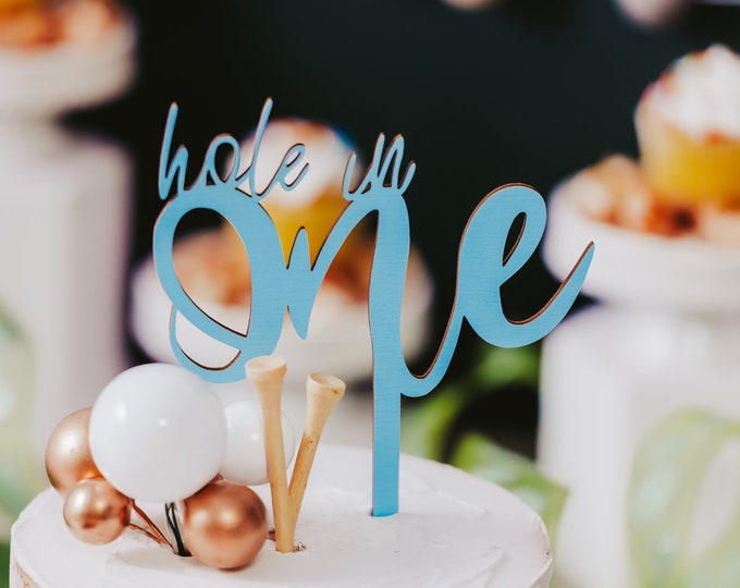 Hole in One Baby Blue Cake Topper for Boys First Golf Birthday, Hole in ...