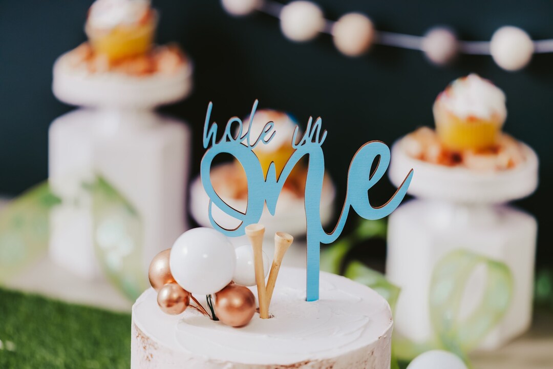 Hole in One Baby Blue Cake Topper for Boys First Golf Birthday, Hole in ...