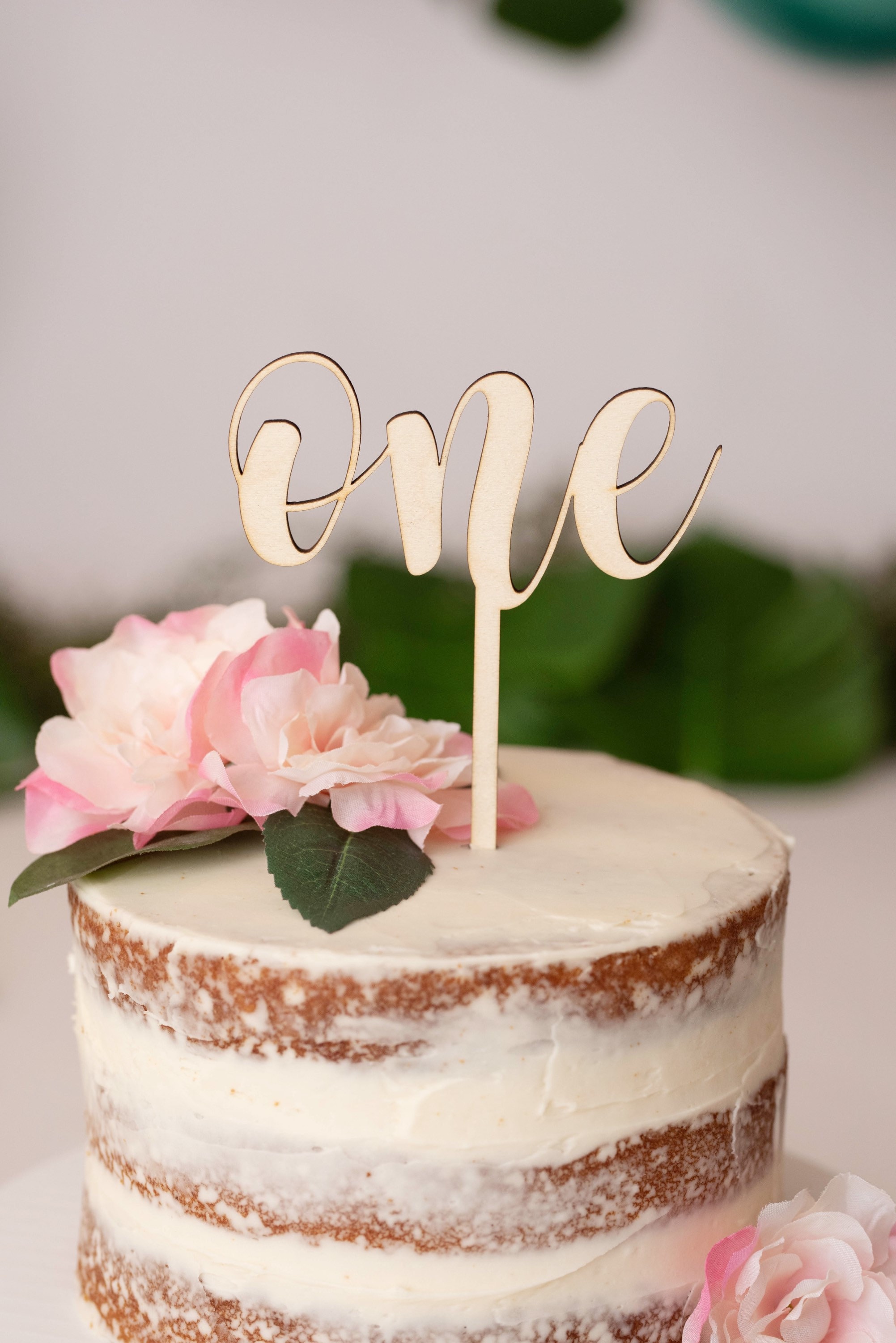 Wooden First Birthday One Cake Topper Natural Rustic Custom - Etsy
