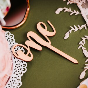 Wooden First Birthday One Cake Topper, Natural Rustic Custom First ...