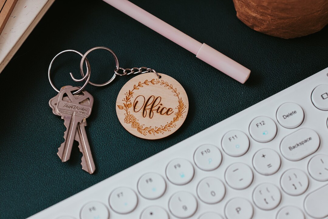Floral Office Keychain Gift for Her, Mom Boss Work Office Key Fob ...