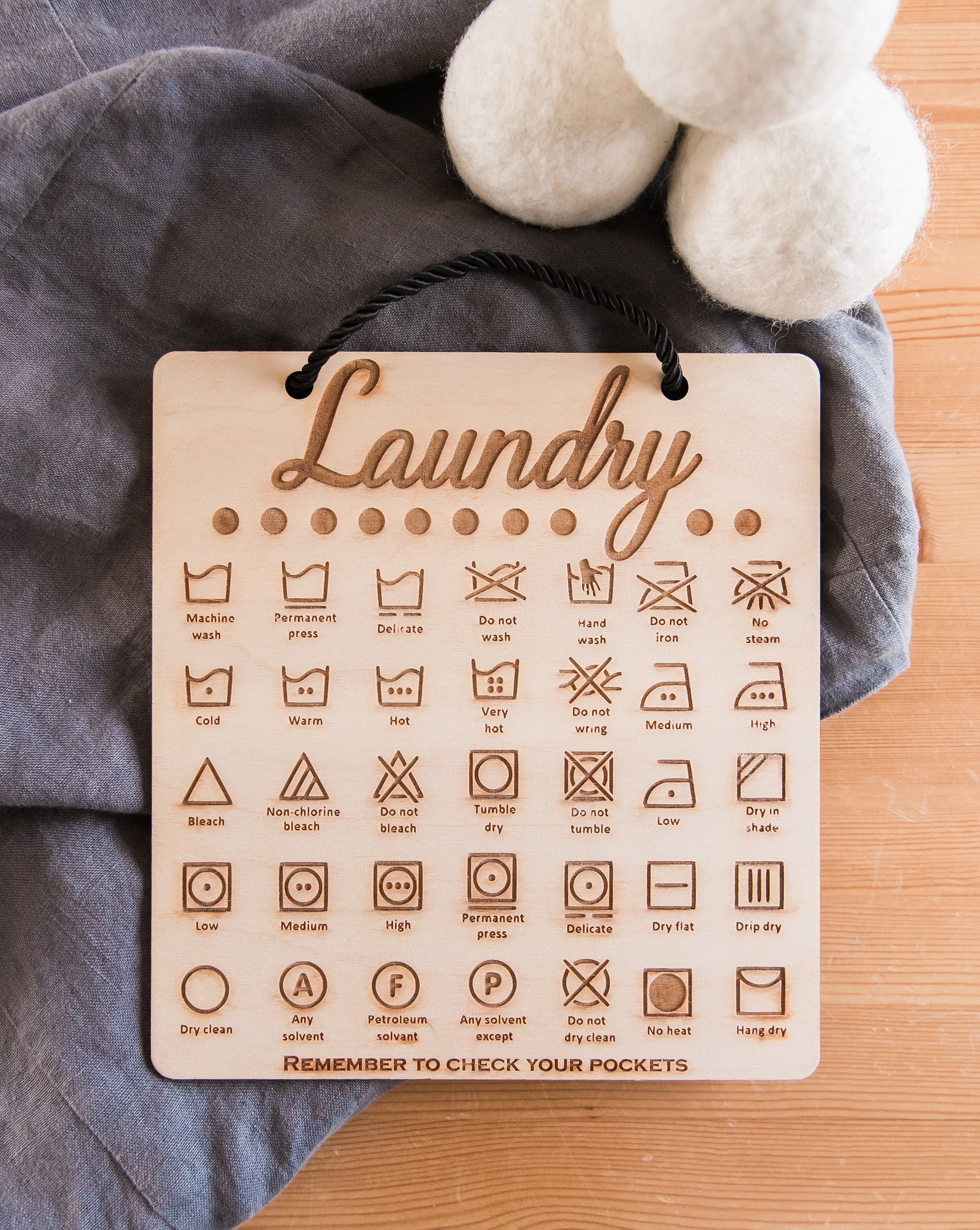 Cute Wooden Laundry Decor Symbol Engraved Laundry Room Sign - Etsy
