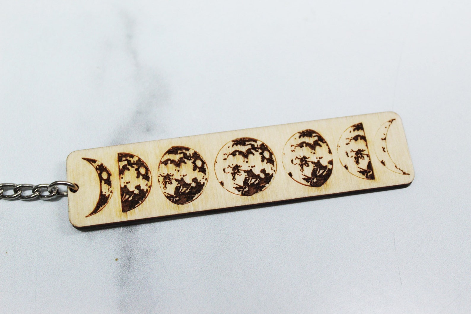 Wooden Moon Phase Lunar Keychain Gift for Her Lunar Phase | Etsy