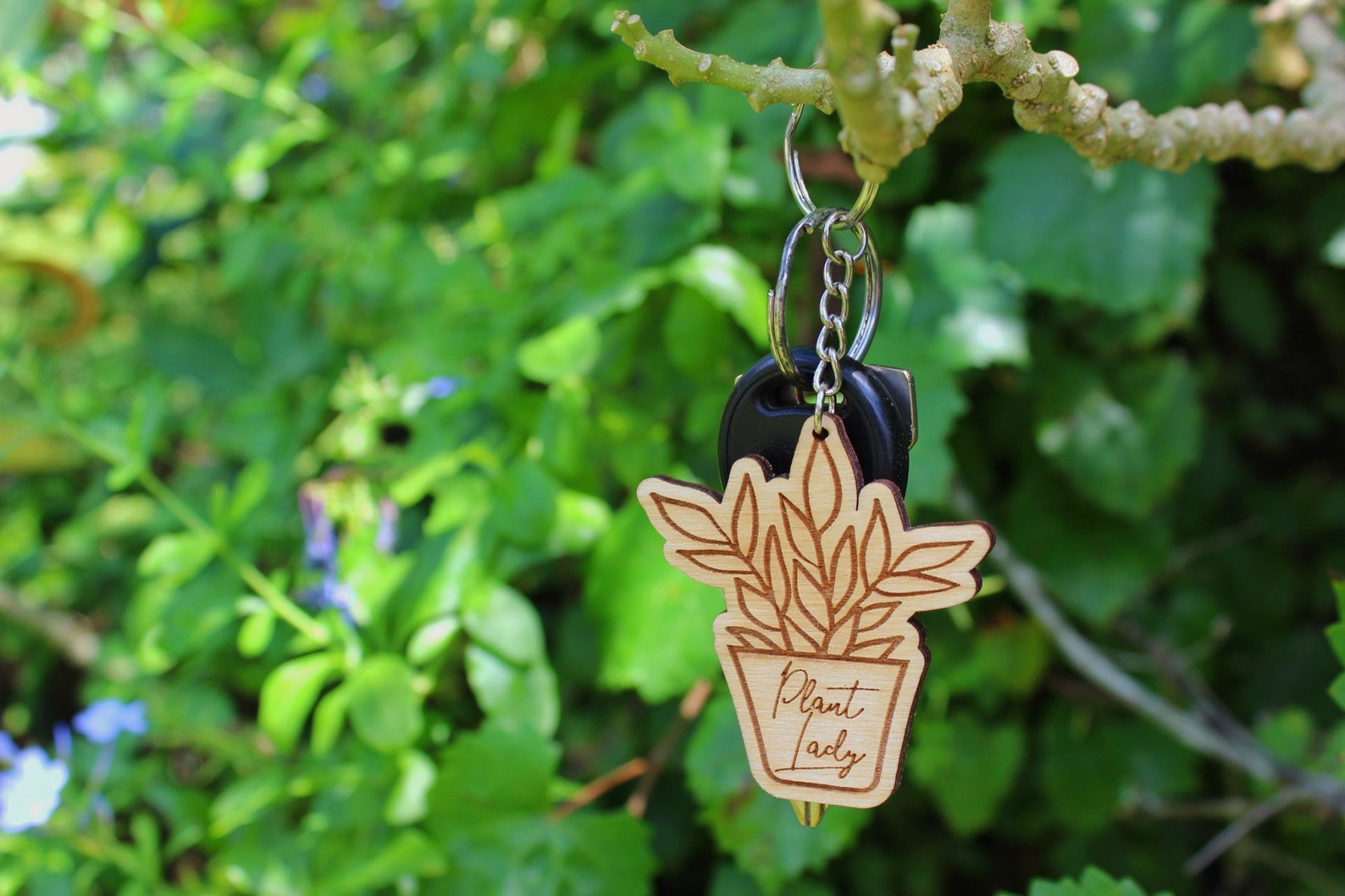 Cute Plant Lady Wooden Keychain Gift for Her Cute House Plant | Etsy