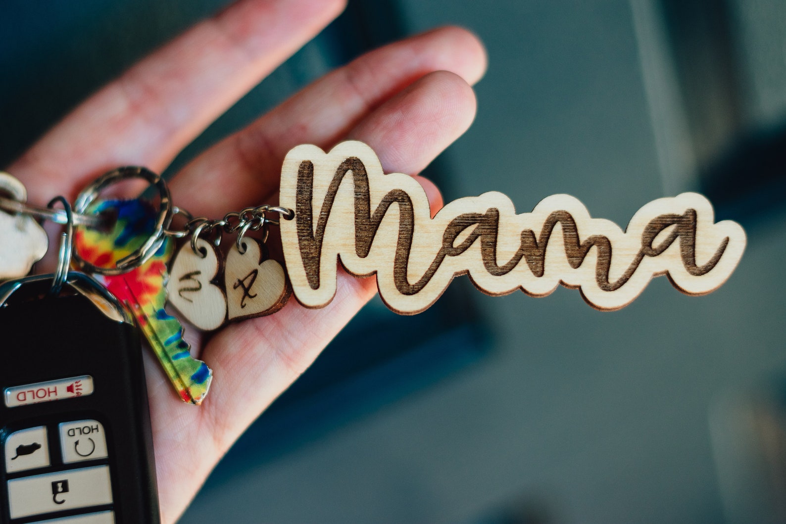 Mama Wooden Initial Heart Keychain Gift For Mom Mothers Day | Etsy