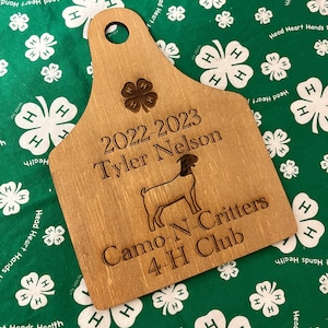 Ear Tag 4-H FFA County Fair Award Plaque, Livestock Showmanship Wooden ...