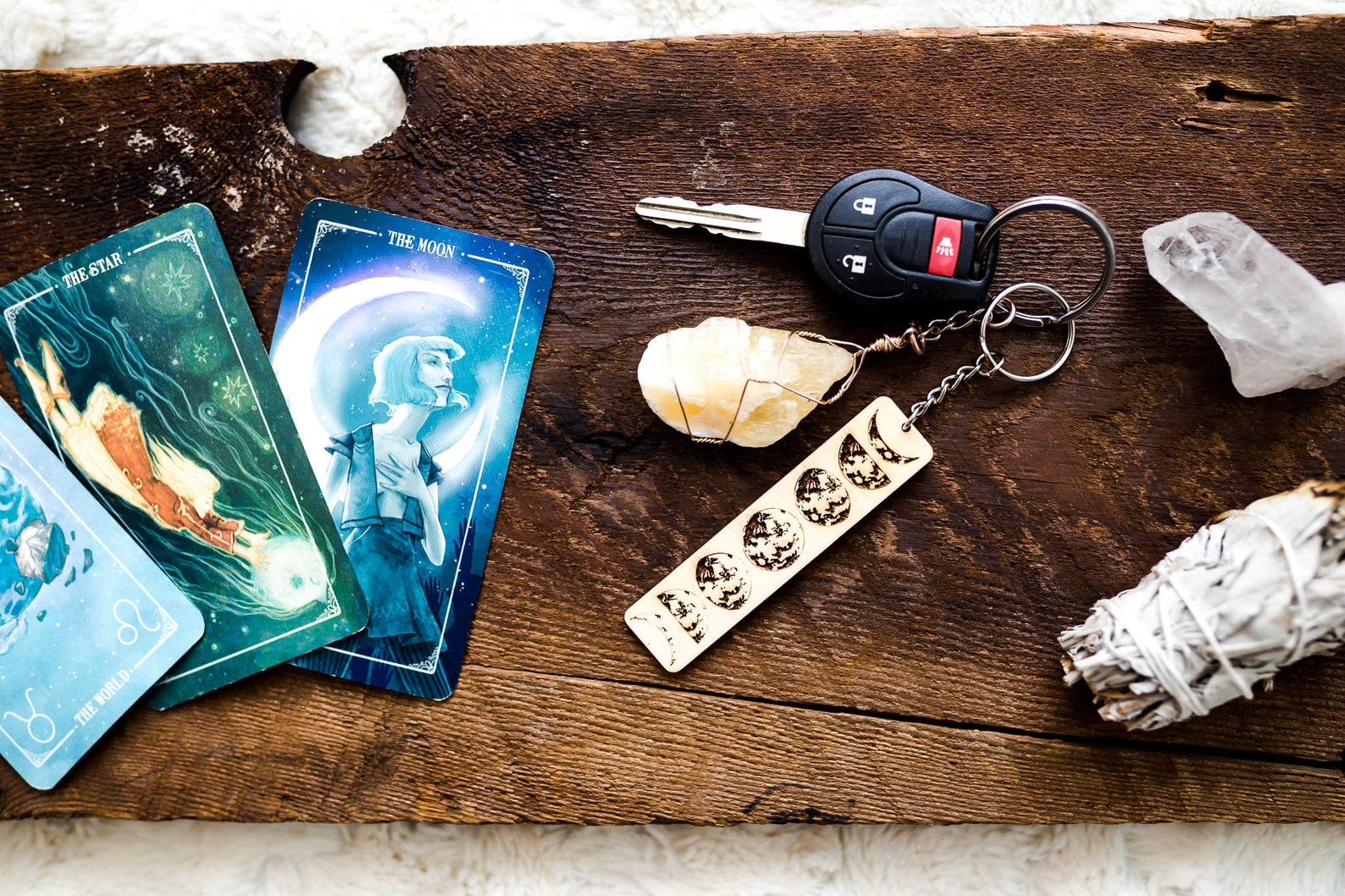 Wooden Moon Phase Lunar Keychain Gift for Her Lunar Phase | Etsy