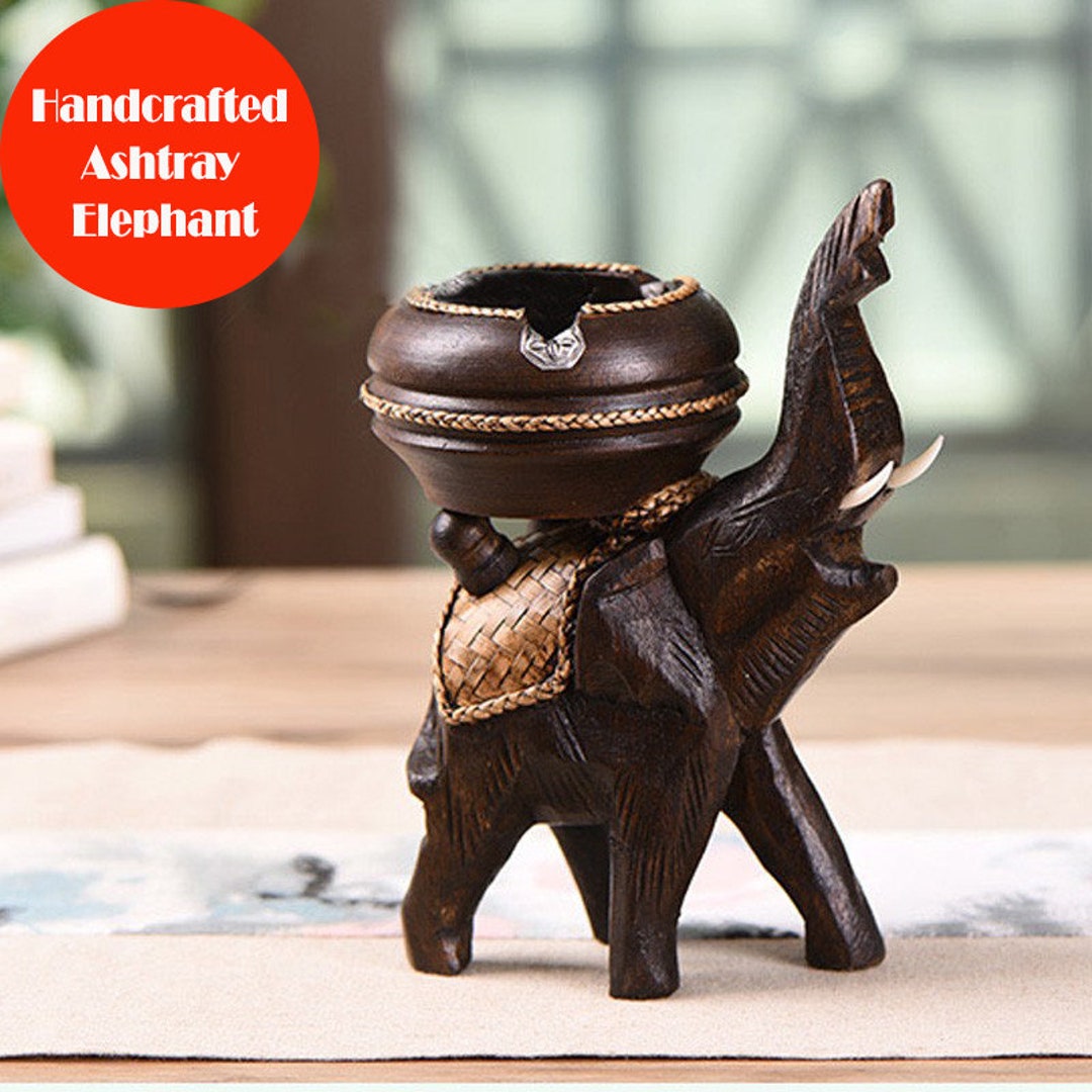 Handcrafted Ashtray Elephant Wood Elephant-shaped Decor, Smoking ...