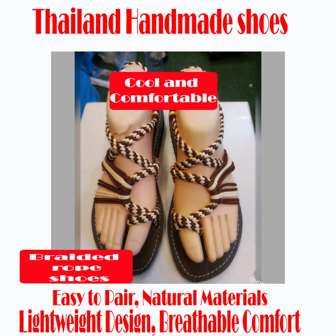Handcrafted Thai Sandals for Woman Shoes Braided Rope With Traditional ...