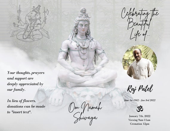 Hindu Funeral Program and Invitation Template Easy to Use - Etsy