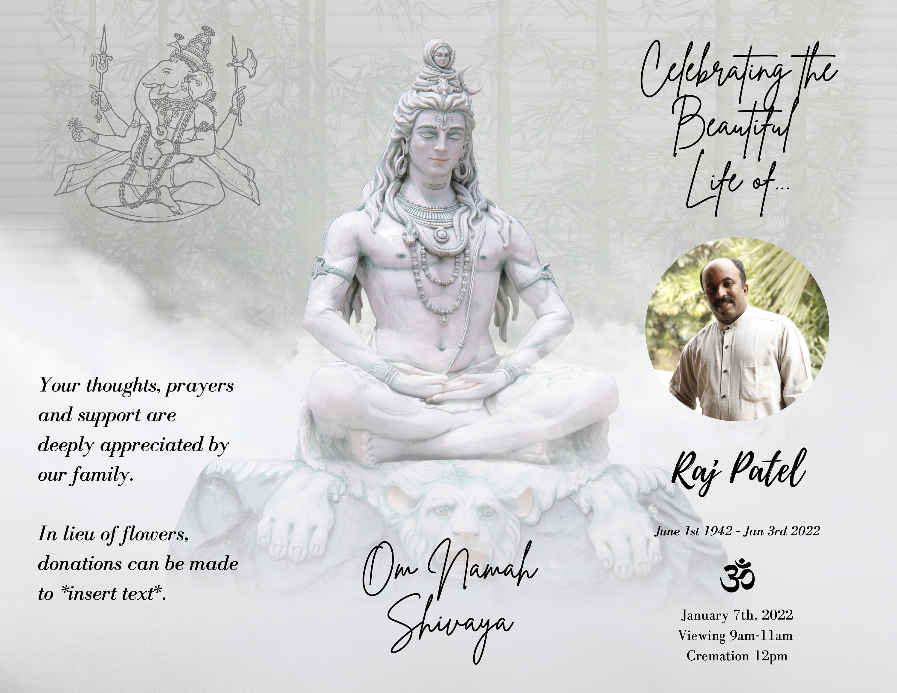 Hindu Funeral Program And Invitation Template Easy To Use Etsy Hindu Funeral Program And Invitation Template Easy To Use Etsy