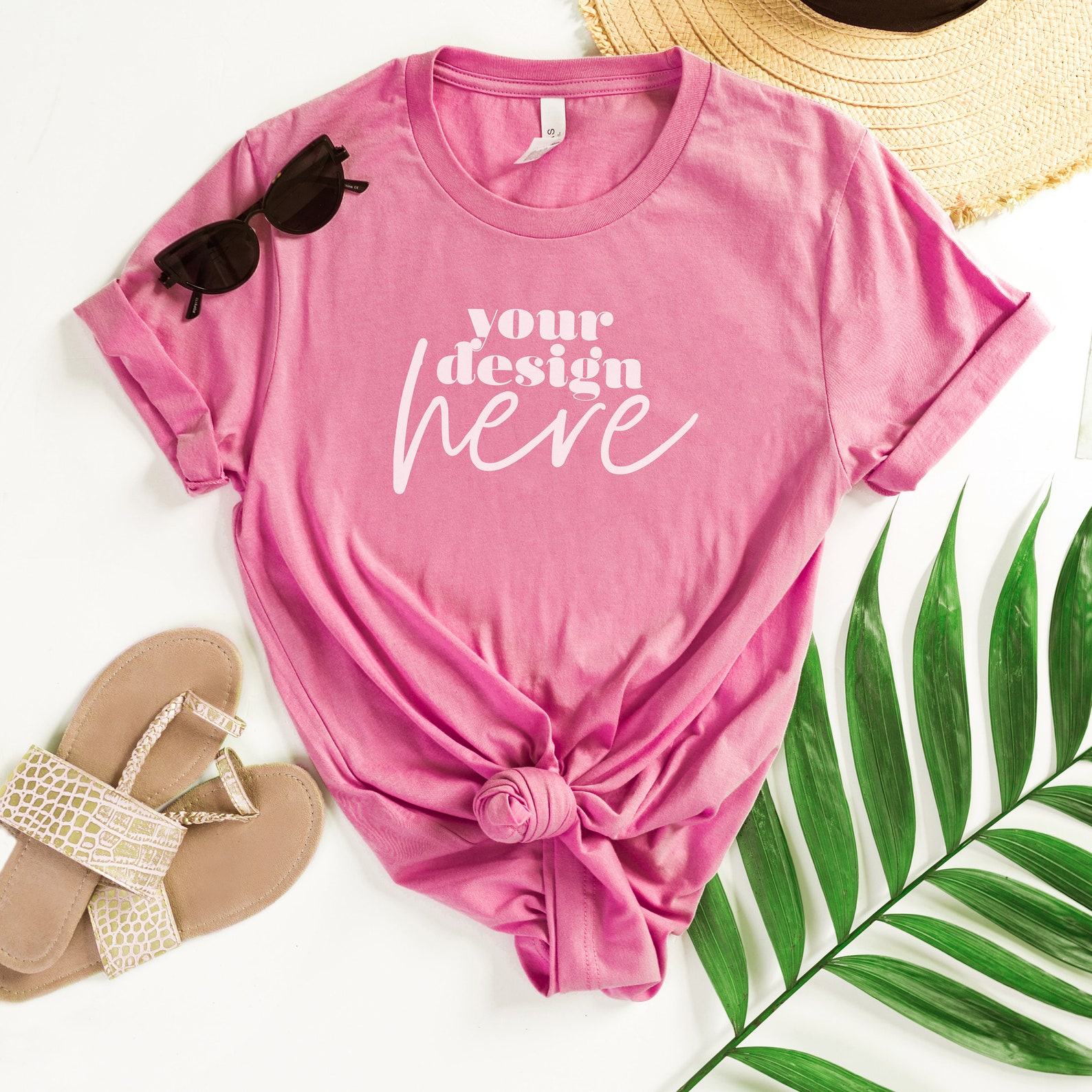 Heather Raspberry Bella Canvas 3001 Mockup Summer Tee Mockup | Etsy