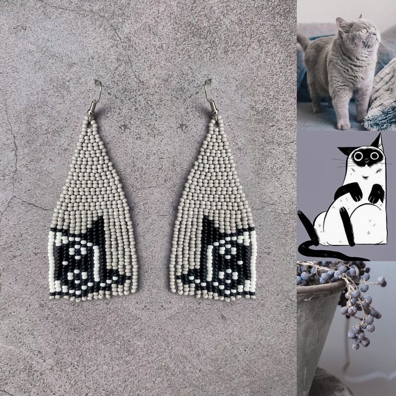 Cat Bead Earrings - Etsy