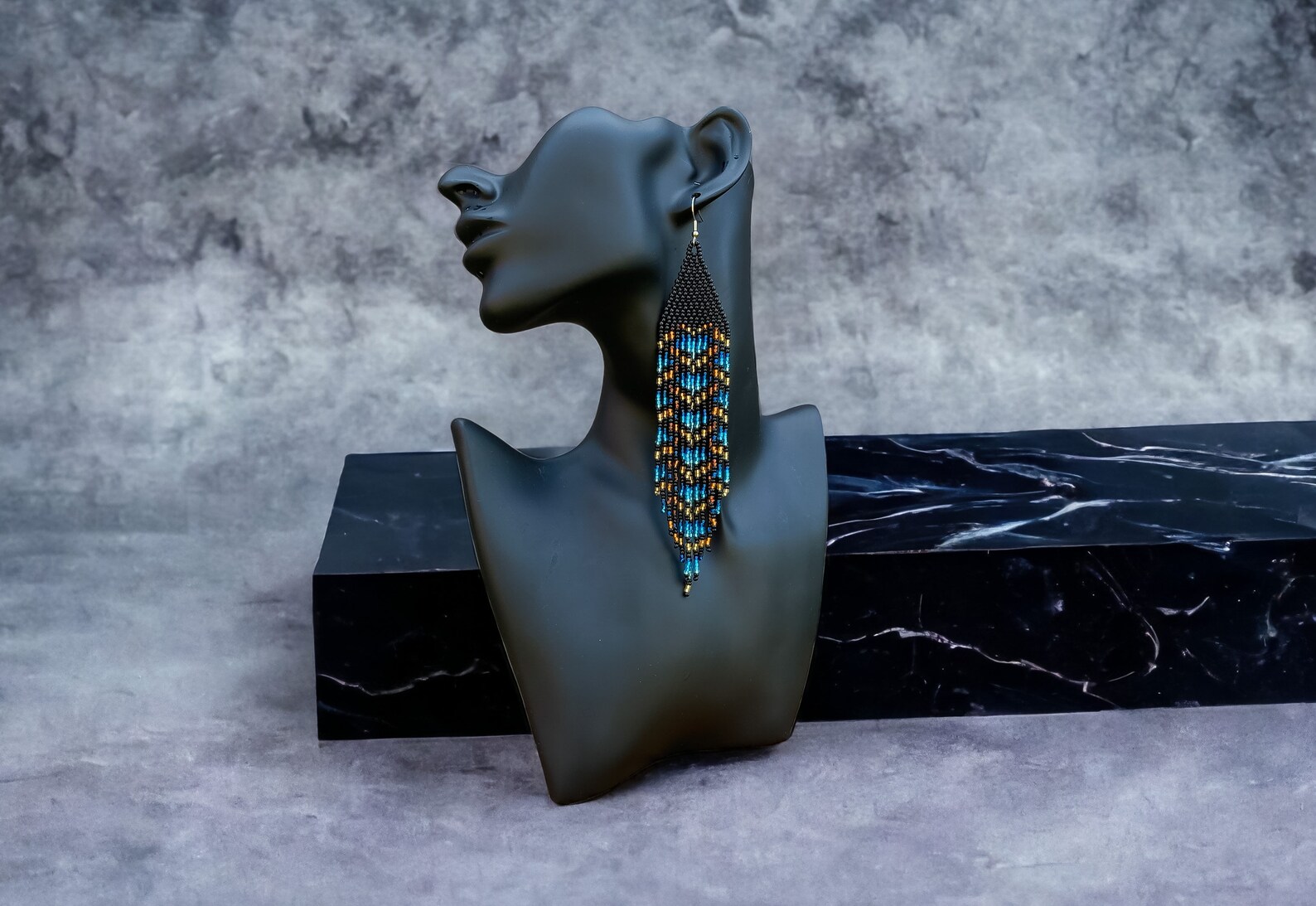 Gothic Bead Red Blood Dragon Skin Earrings, Handmade Beadwork Jewelry ...