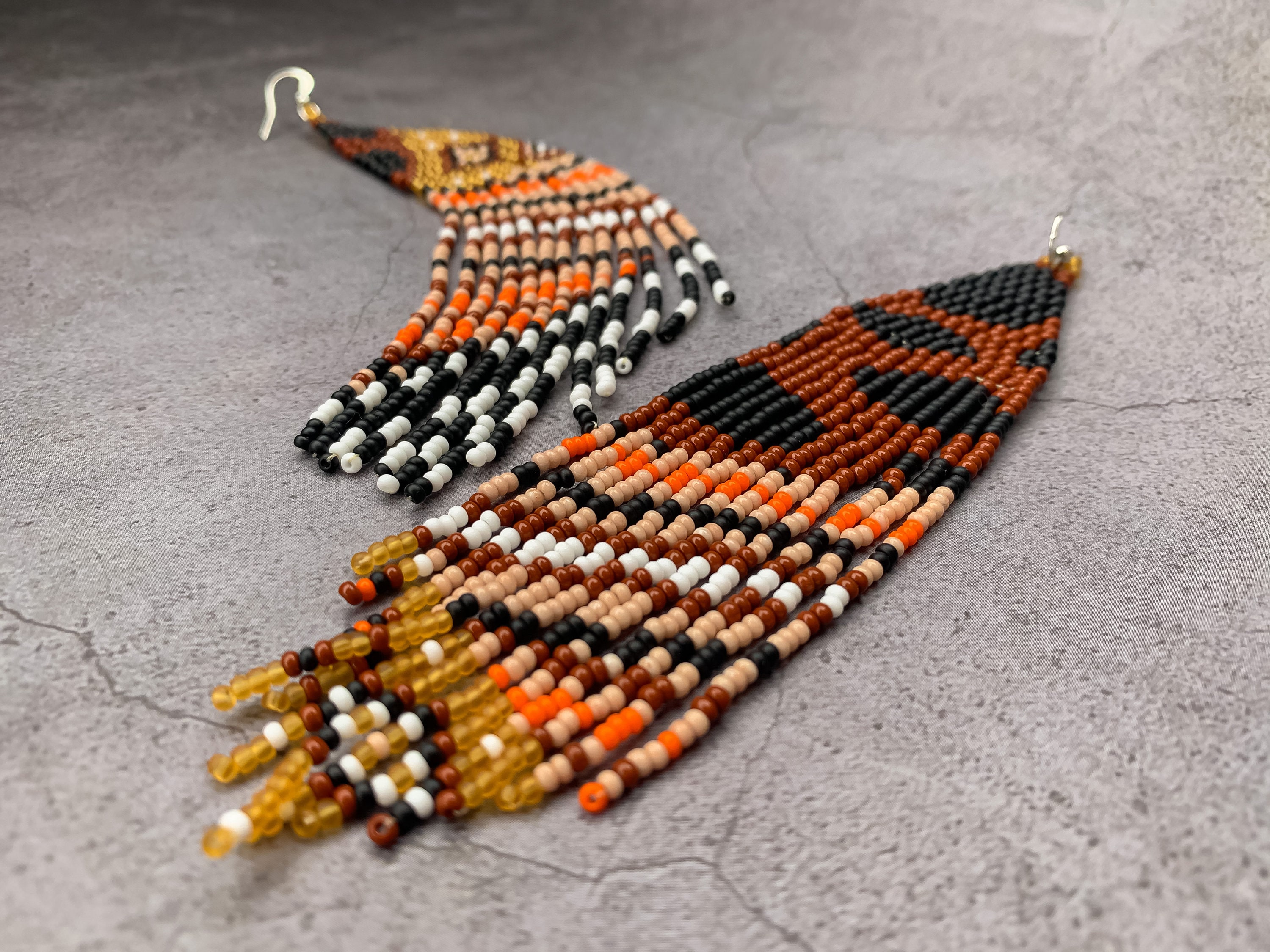 African style Earrings abstract Brown animal print Earrings | Etsy