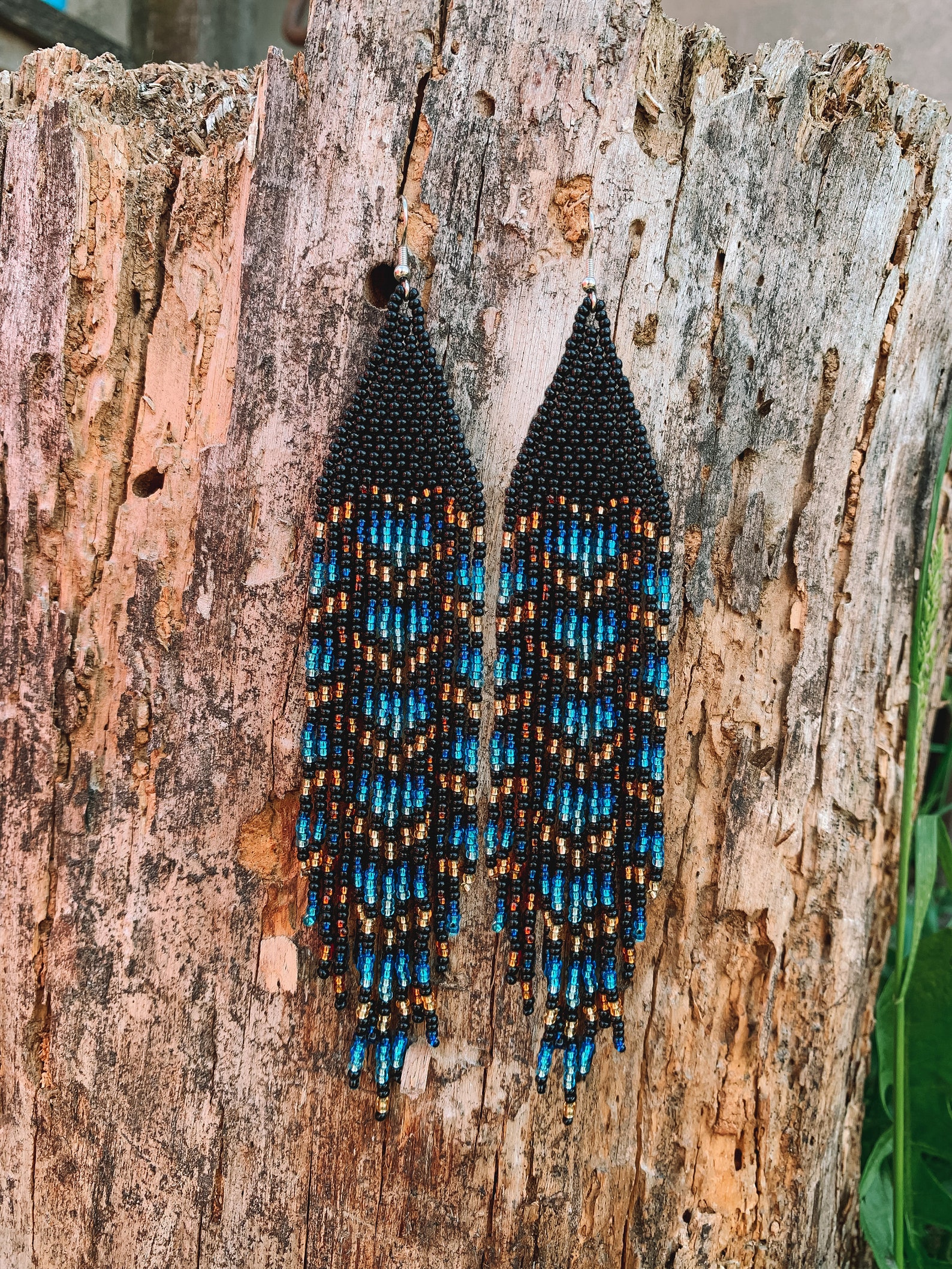 Gothic Bead Red Blood Dragon Skin Earrings, Handmade Beadwork Jewelry ...