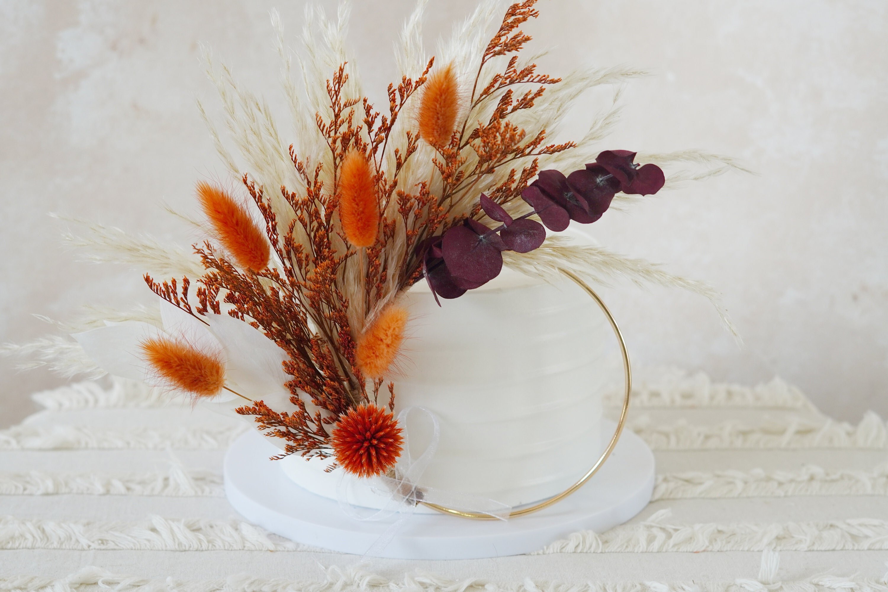 Burnt Orange Cake Topper Wreath,eucalyptus Topper,bunnytails Cake ...