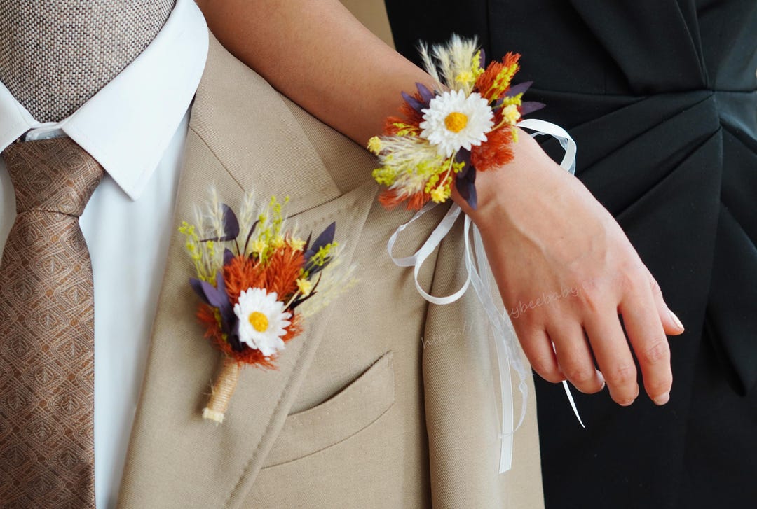 Daisy Terracotta Corsages,autumn Wedding Corsages,wedding Accessory ...