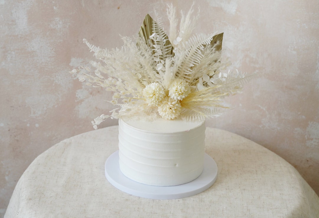 Palm Leaves Cake Topper,ivory Silk Flower Cake Topper,floral Cake ...