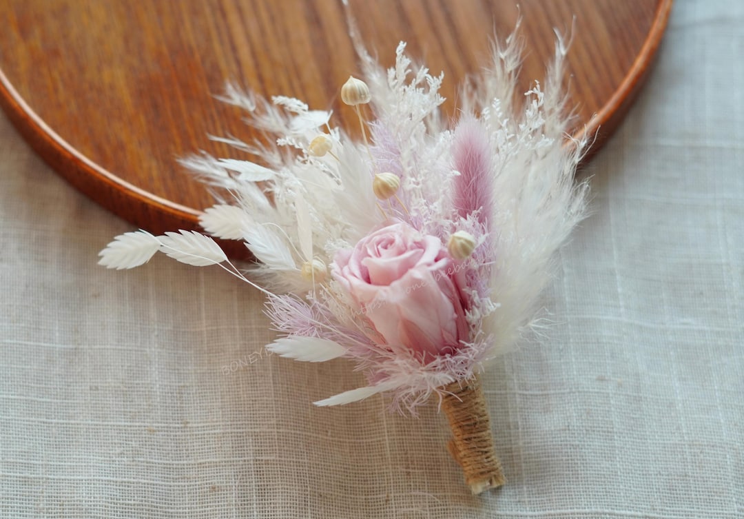 Mauve & Pink Boutonniere,pink Boho Wedding Accessories,wedding ...