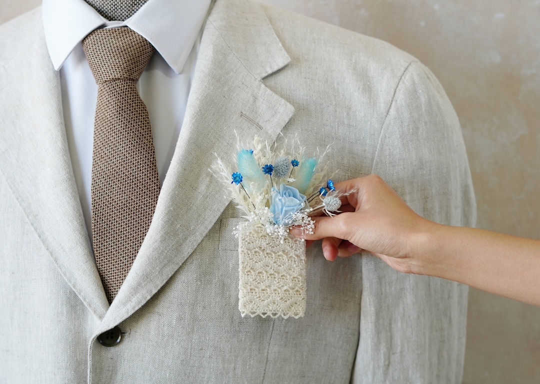 Baby Blue Pocket Boutonniere,baby Blue Wedding,baby Blue Buttonhole ...