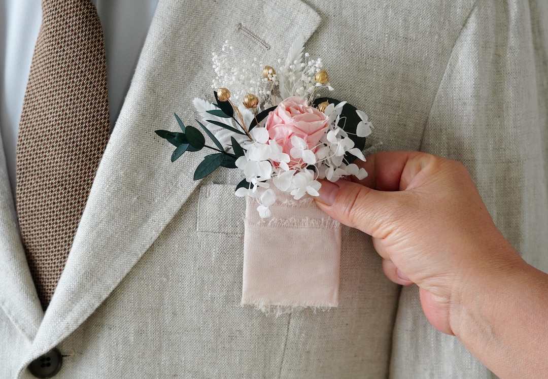 Blush Pink Pocket Boutonniere,pink Wedding,custom Pocket Boutonnieres ...