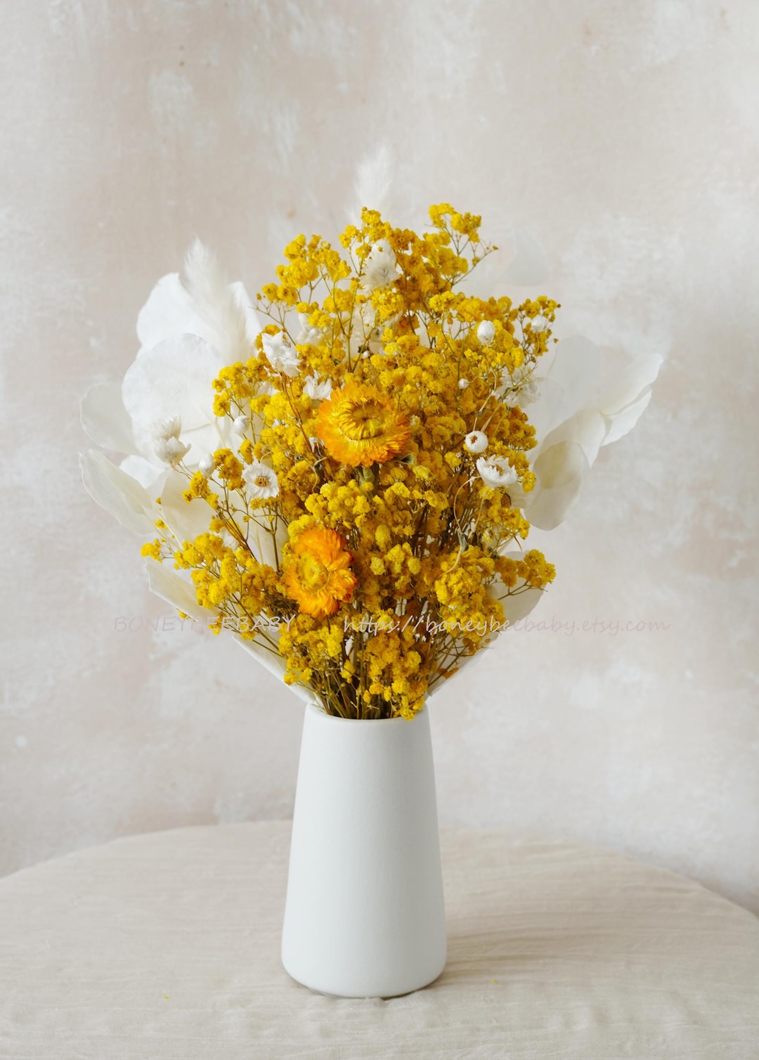 Yellow White Table Flowers,dried Flowers Bouquet,natural Flower Decor ...