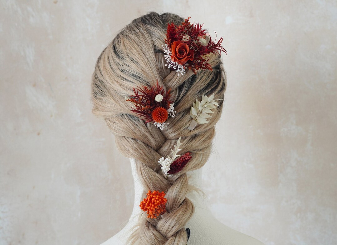Burnt Orange Hair Clip,wedding Hair Clip,bridal Hair Clip,dried Flower ...