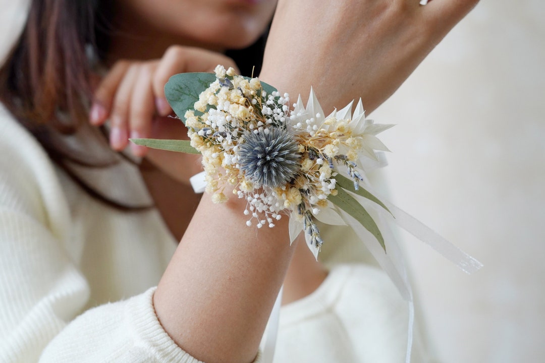 Blue Wedding Corsages,gypsophila Corsages,boho Dry Flower Corsages ...