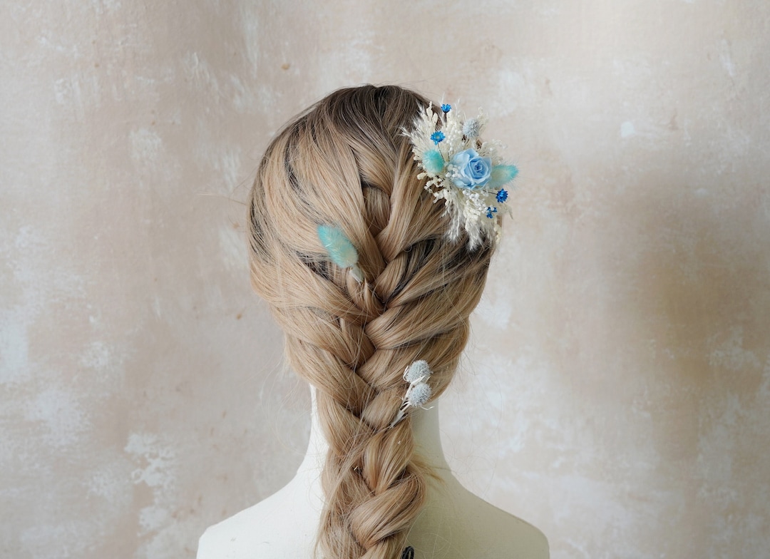 Light Blue Bridal Hairpins,light Blue Hairpin,flower Hairpins,rose Hair ...