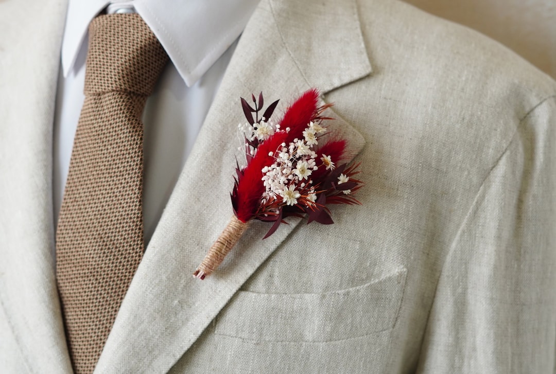 Burgundy Groom's Boutonniere,burgundy Wedding Boutonniere,burgundy ...