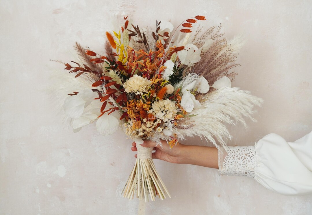Orange Preserved Flowers,rust Terracotta Burnt Orange Bouquet,fall ...